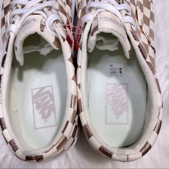 Vans | Shoes | Rare Nwt Rose Gold Vans Cream Checkerboard Authentic ...